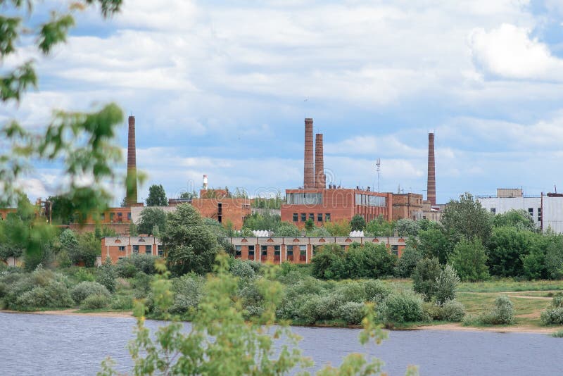 Factory on the River Bank. the Concept of the Danger of Water Pollution ...