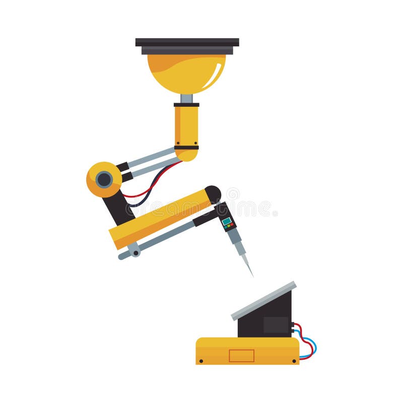 Factory Robot Arm with Conveyor Stock Vector - Illustration of modern ...