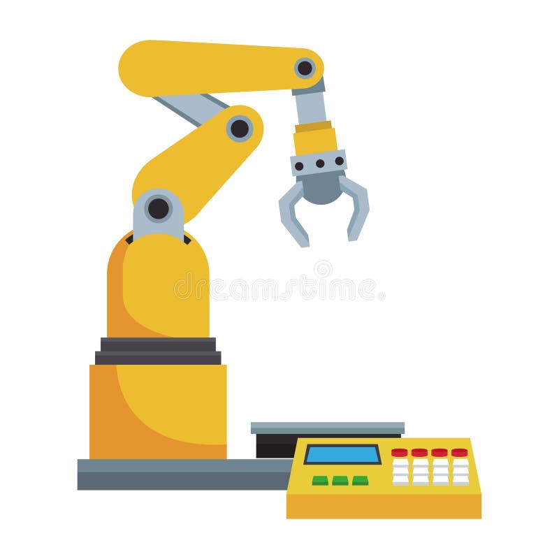 Factory Robot Arm with Conveyor Stock Vector - Illustration of modern ...