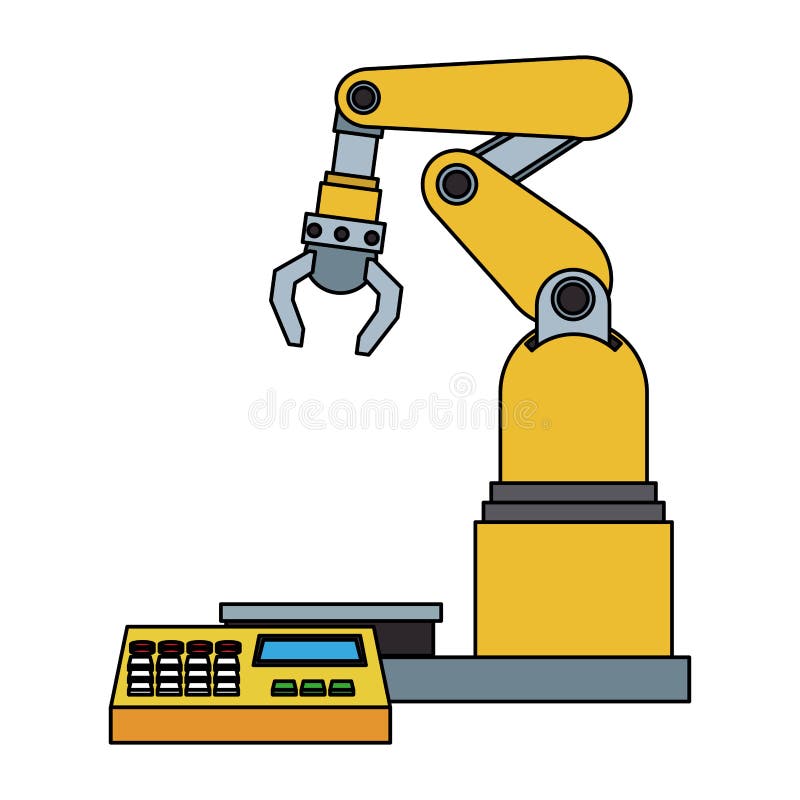 Factory Robot Arm with Conveyor Stock Vector - Illustration of modern ...