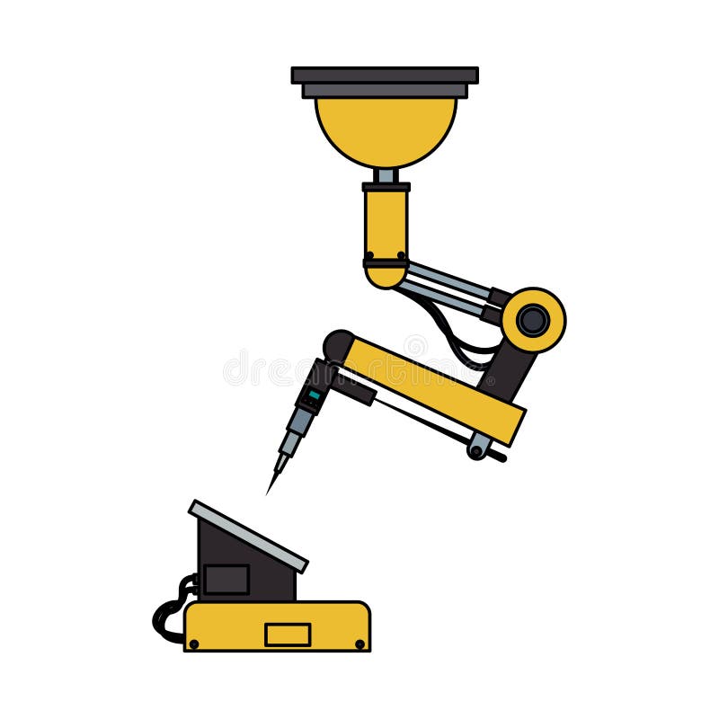 Factory Robot Arm with Conveyor Stock Vector - Illustration of modern ...
