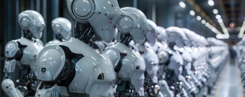 Factory Robots Efficiently Working Alongside Human Workers Showcasing ...