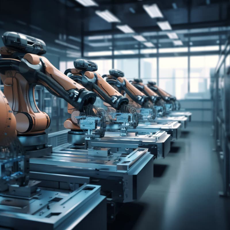 A Factory with Robots in it. Stock Image - Image of heavy, control ...