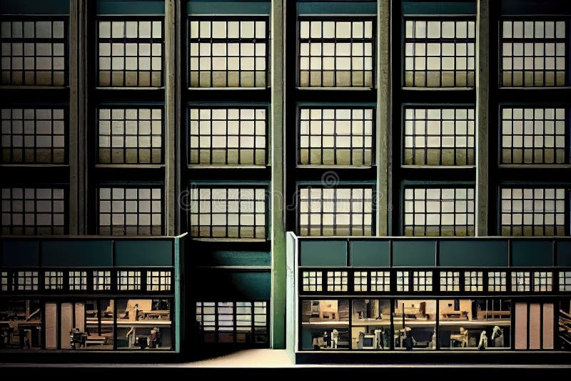 Factory, with Row of Plastic Windows Being Cut and Assembled Stock ...