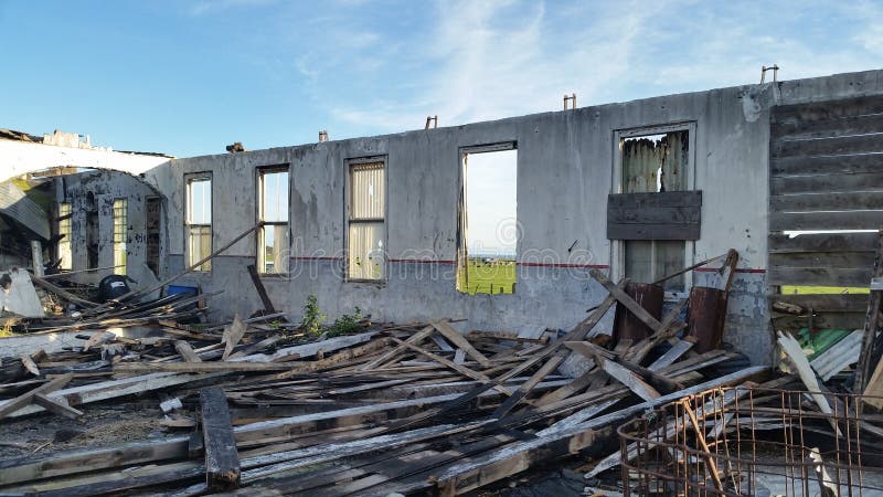 Factory Ruins Blue Skies and Rubble Stock Image - Image of ruins ...