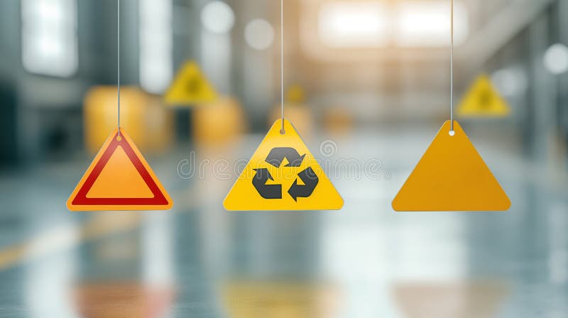 Factory Safety Signs, Warning Element, Flat Design, Bold Colors ...