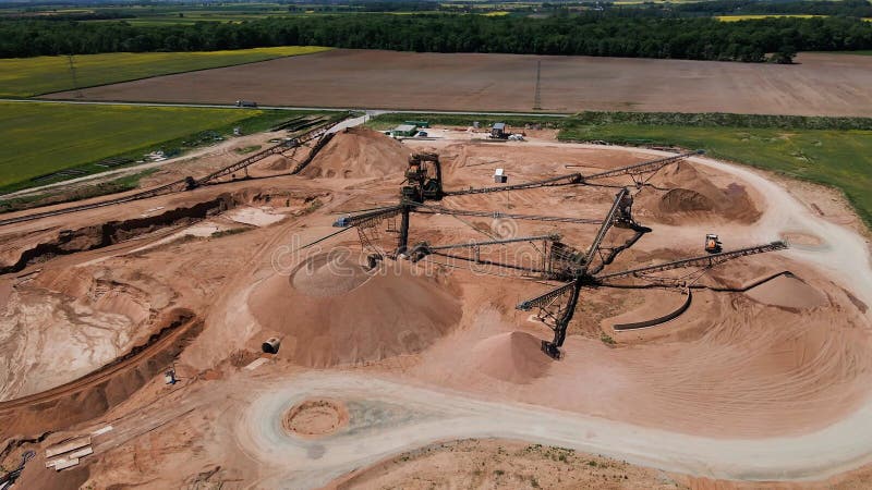 Sand Mining Factory, Aerial View Stock Footage - Video of machine ...