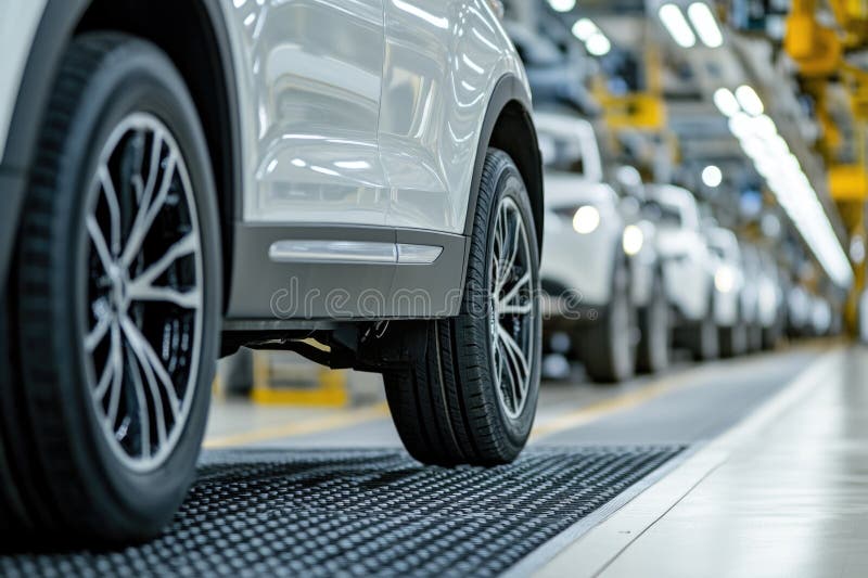 Factory Setting with a Close-up View of a Car on the Assembly Line ...