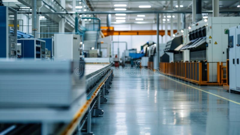 Modern Factory with Conveyor Belt and Machines Stock Photo - Image of ...