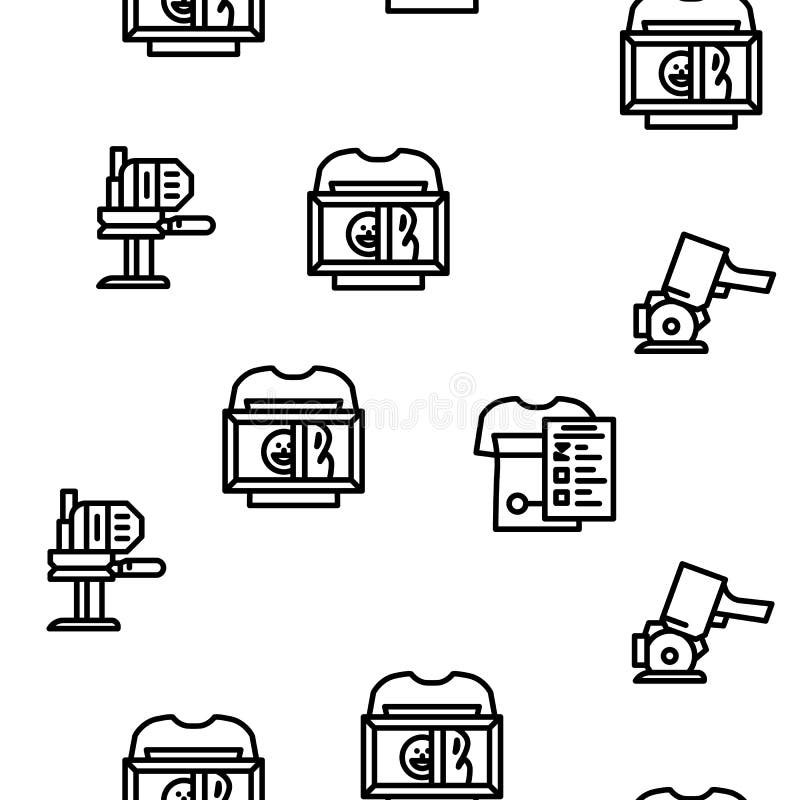 Factory Sewing Sew Machine Vector Seamless Pattern Stock Illustration