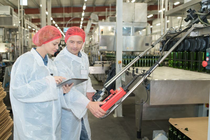 Factory Shop for Production Glass Bottles and Beverage Stock Image ...
