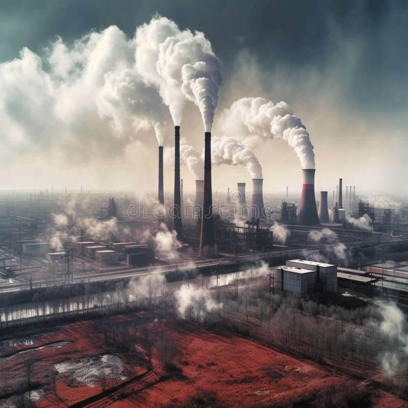 A Factory is Showing Smoke Coming Out of it Stock Illustration ...