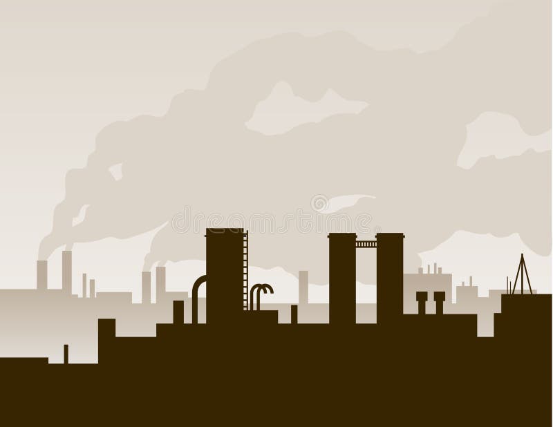 Factory Silhouette stock vector. Illustration of global - 7928124