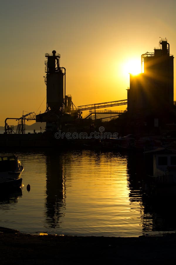 Cement Loading Facilities at the Sunset Stock Image - Image of ...