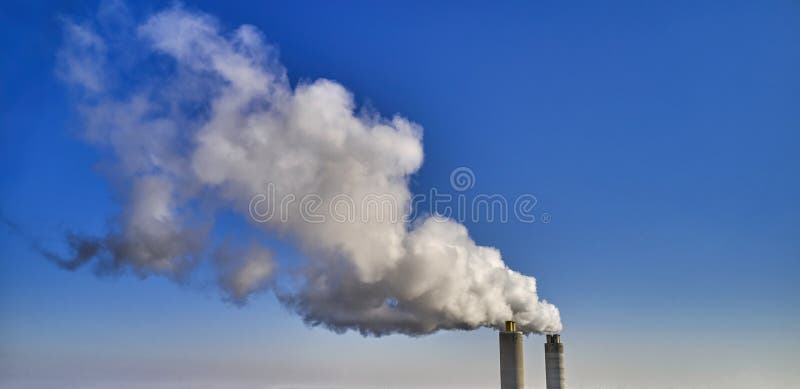 Factory with Smoke into the Blue Sky Stock Image - Image of technology ...