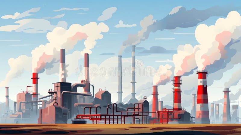 Factory with Smoke Coming Out from Chimneys AI Generated Stock ...