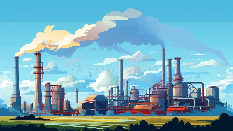 Factory with Smoke Coming Out from Chimneys AI Generated Stock ...