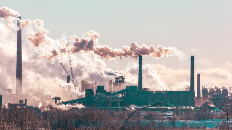 A Factory with Smoke Coming Out of it Stock Photo - Image of dark ...