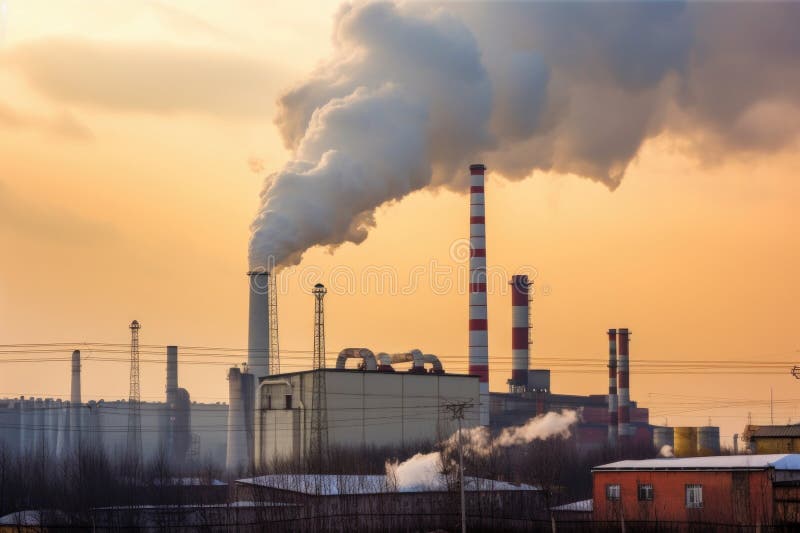 Air Pollution from Factory Chimney, with Visible Smoke Billowing into ...