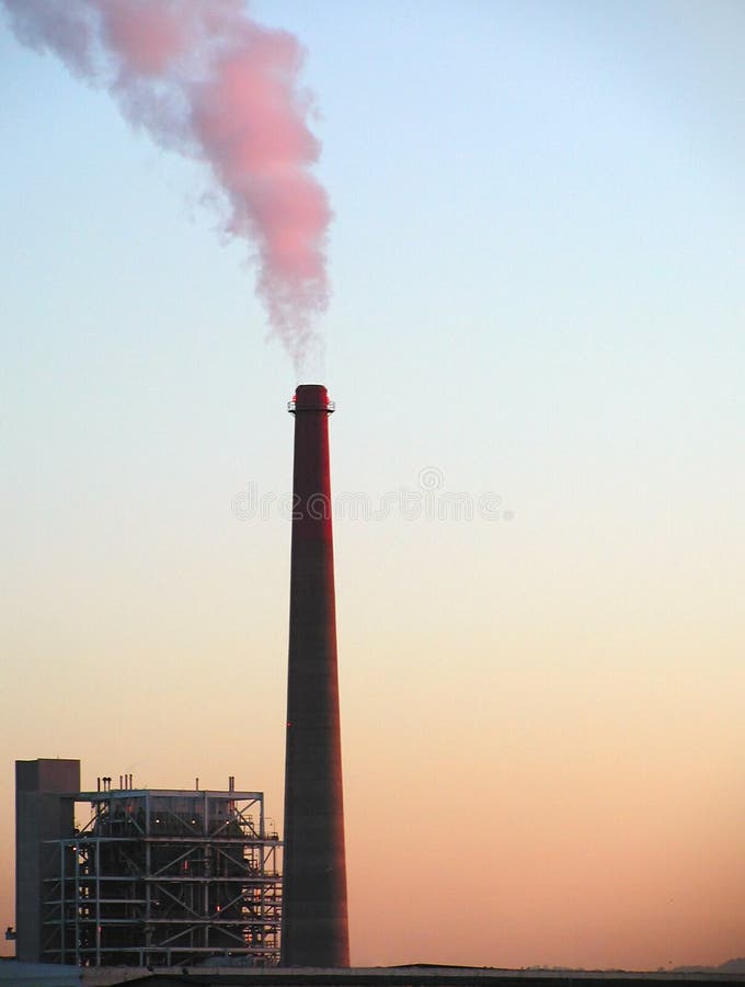 Old Factory Smokestack on a Clear Sunny Day with Blue Skies Stock Image ...