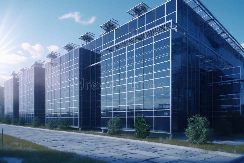 Factory with Solar Energy System, Industry with Solar Panels on the ...