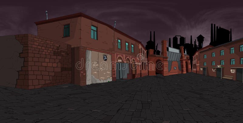 Street of Factory Buildings Background Vector Illustration Stock Photo ...