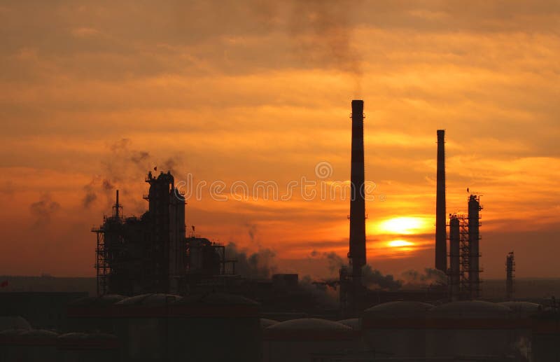 Factory sunrise stock image. Image of chimney, asia, environmental ...