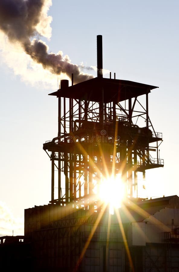 Factory in the sunset stock image. Image of hell, carbon - 24629157