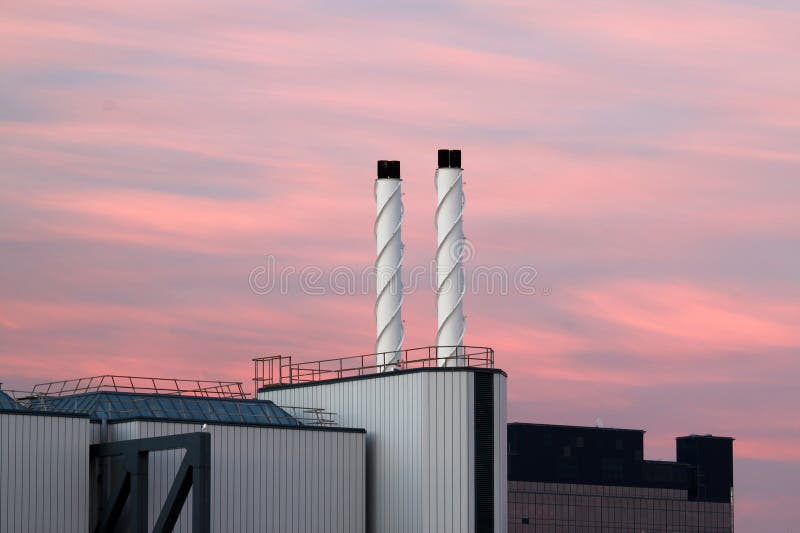 Factory at sunset stock photo. Image of foliage, flowers - 29632332