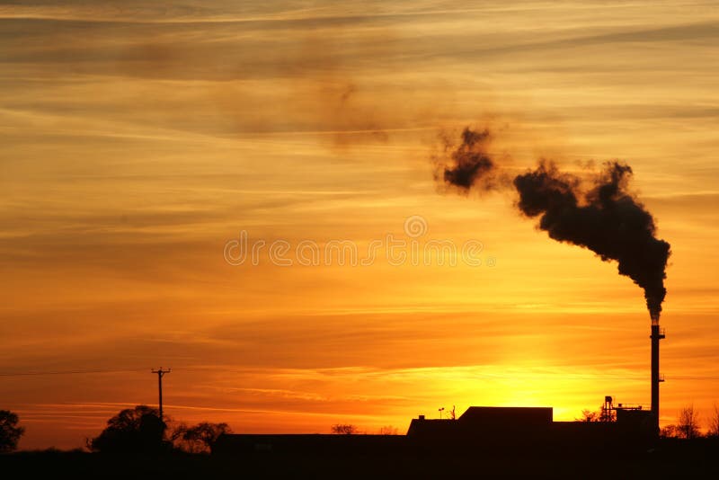 Factory Sunset stock image. Image of pollution, steaming - 3640093