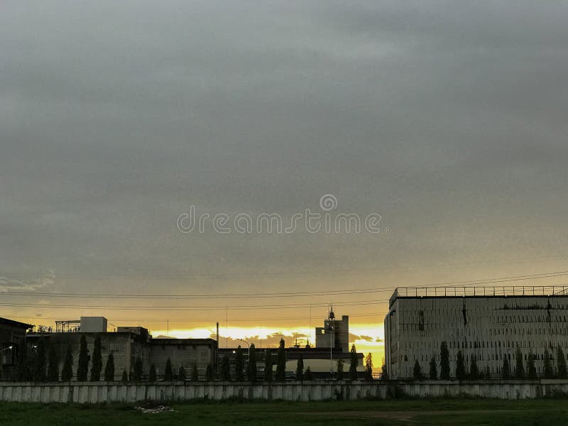 Factory and Sunset at Evening Stock Image - Image of petroleum ...