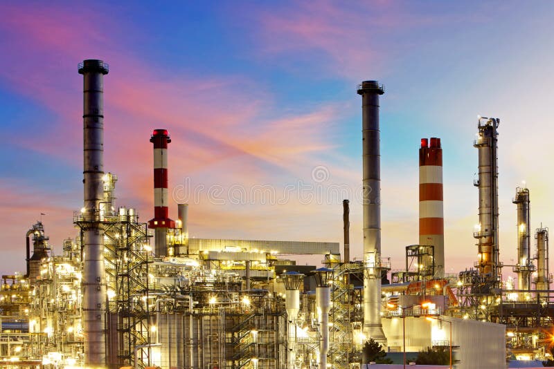 Factory at Sunset - Oil Refinery Stock Image - Image of manufacturing ...