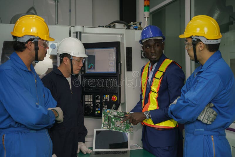 Foreman with Workers Working on Construction Site Stock Image - Image ...
