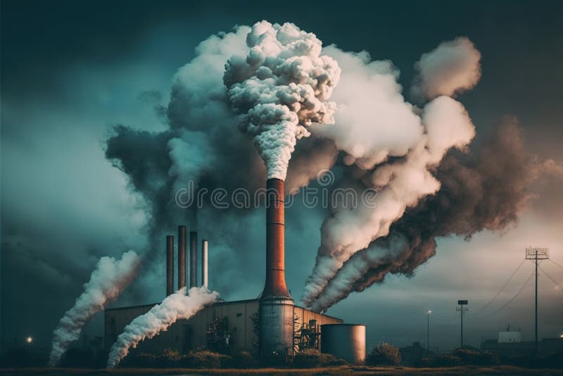 A Factory with Thick Smoke Coming Out of Its Chimney Created with ...