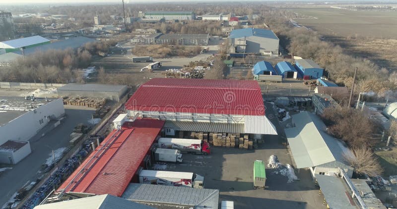 Factory Top View. Industrial Zone. Flight Over the Factory. Industrial ...