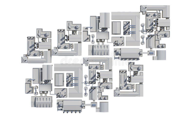 Factory Top View Isolated on White Stock Illustration - Illustration of ...