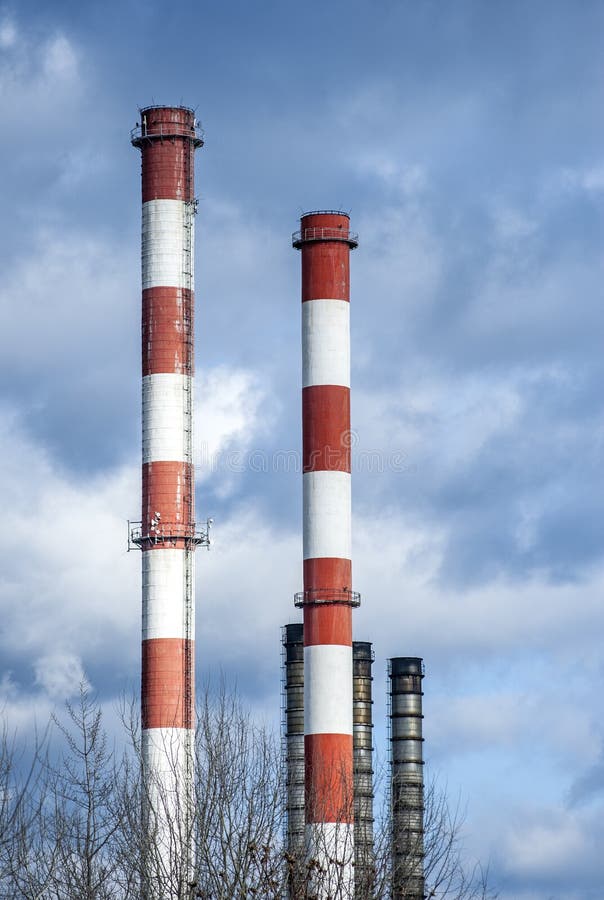 Factory Tower Chimneys stock image. Image of metal, ecology - 55312671