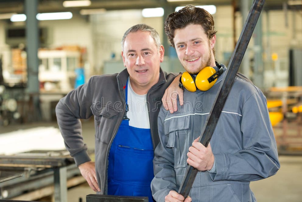 Factory Trainer and Teacher Posing Stock Image - Image of machinist ...