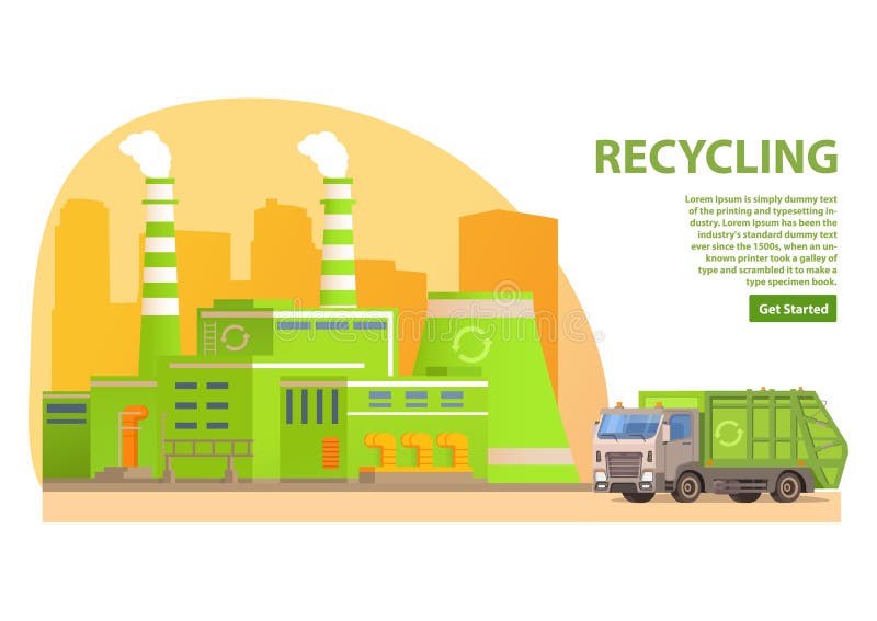 Factory Trash Waste Processing Plant. Waste Recycling. Stock Vector ...