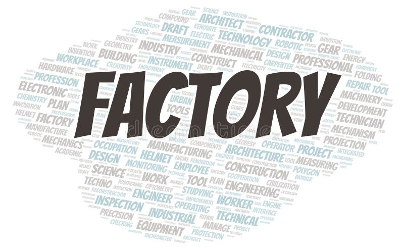 Factory Typography Word Cloud Create with the Text only Stock ...
