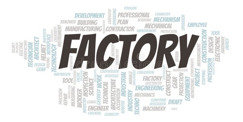 Factory Typography Word Cloud Create with the Text only Stock ...