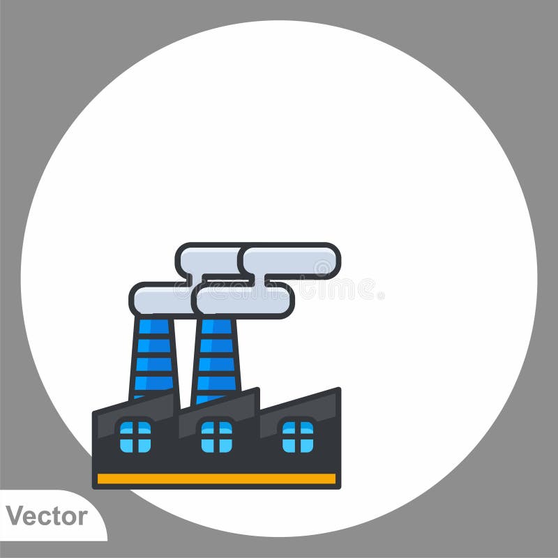 Factory Vector Icon Sign Symbol Stock Vector - Illustration of bright ...