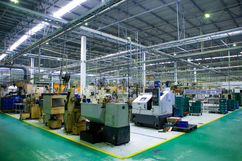 The Factory Walkway and Machine for Processing Metal Part of Car ...