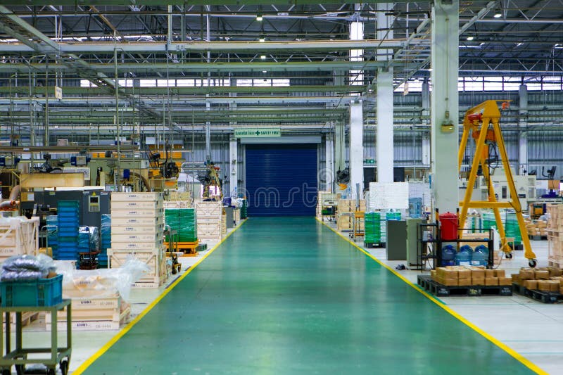The Factory Walkway and Machine for Processing Metal Part of Car ...