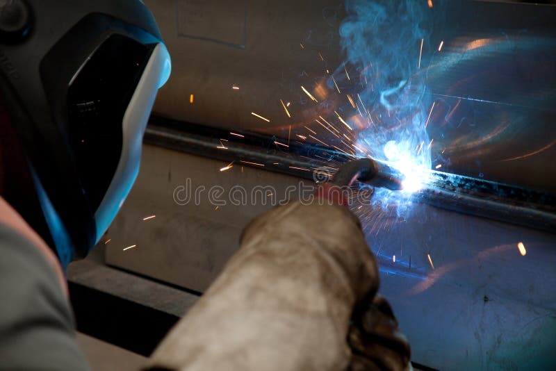 Factory welder at work stock photo. Image of iron, construction - 33705220