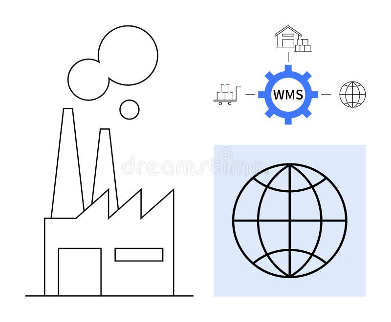 Factory with WMS Integration Depicting Supply Chain Management and Global Connectivity Stock ...
