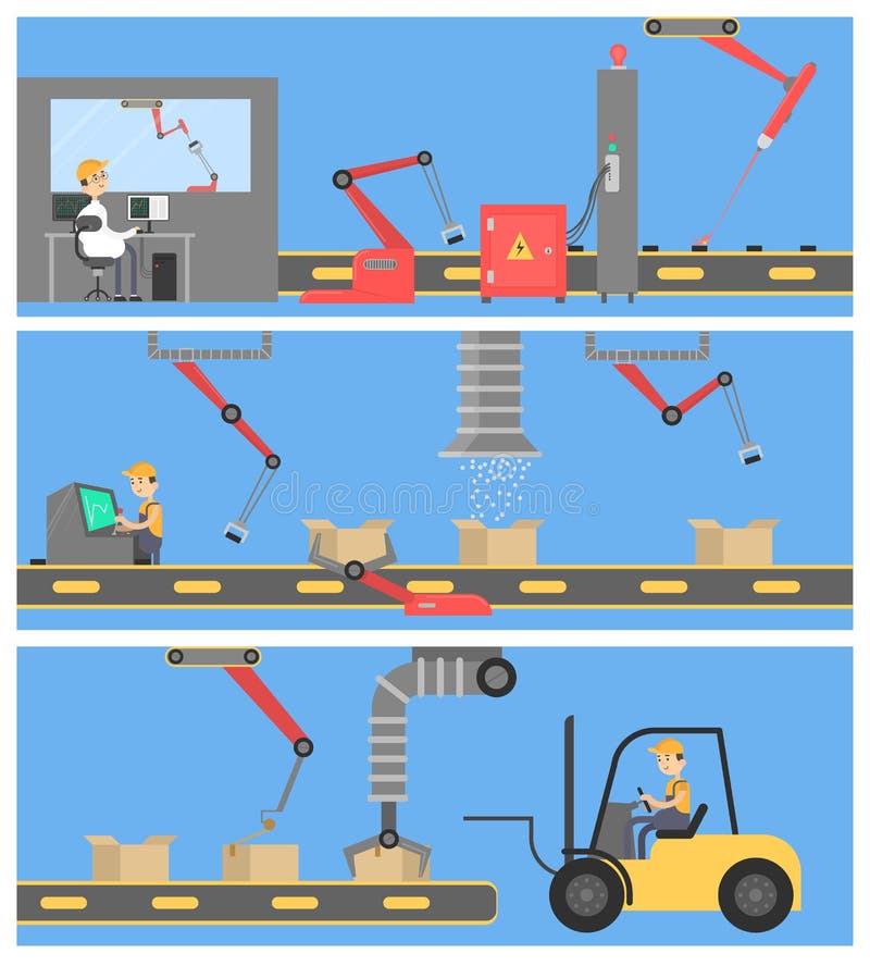 Factory work illustration. stock vector. Illustration of production ...