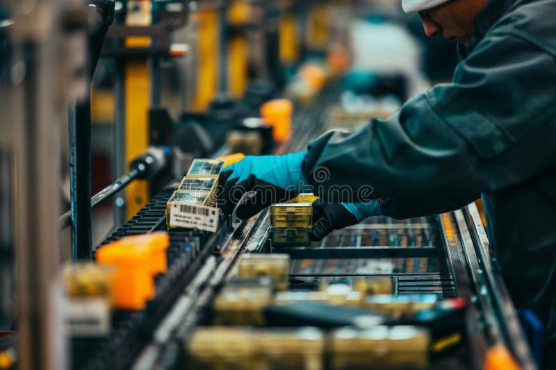 Factory Worker on Assembly Line Stock Illustration - Illustration of ...