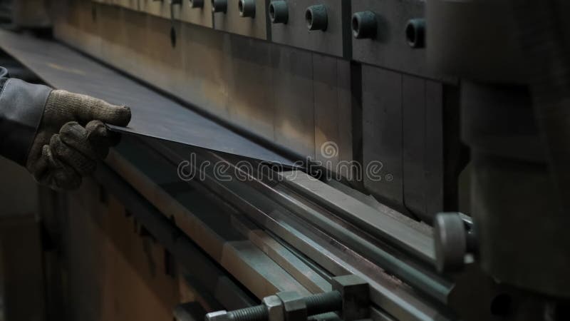 Factory Worker Bending Metal Sheet Using Press Brake Machine in ...
