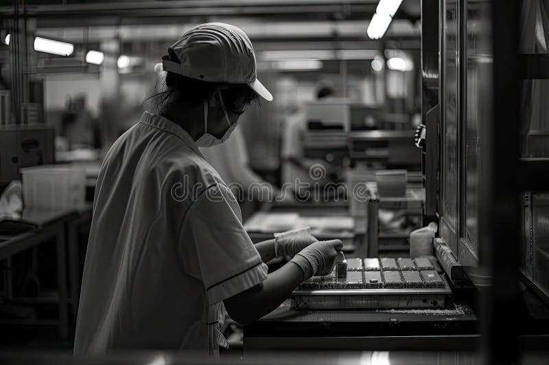Factory Worker Checking Product Quality Stock Illustration ...